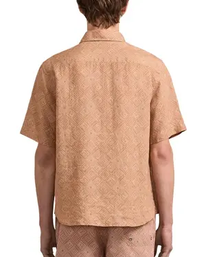 Frescobol Carioca Castro Angra Madeira Print Linen Shirt - Copper