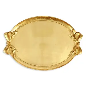 VIETRI Florentine Wooden Accessories Bow Handled Oval Tray - Gold