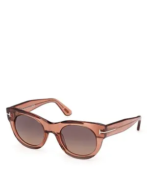 TOM FORD Marine Round Sunglasses, 50mm - Light Brown