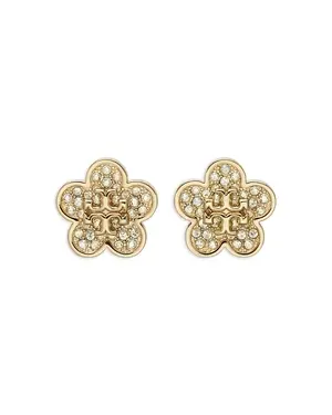 Tory Burch Kira Pave Flower Stud Earrings - Gold