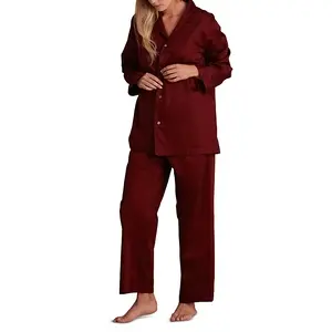 Frette Suite Sateen Classic Pajamas - Burgundy/blue