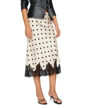 REFORMATION Carolina Silk Midi Skirt - Sundae Dot