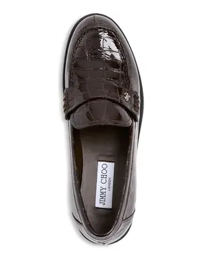 JIMMY CHOO Ivy Croc Embossed Loafers