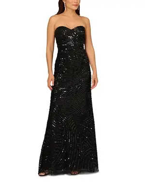 Aidan Mattox Beaded Strapless Gown