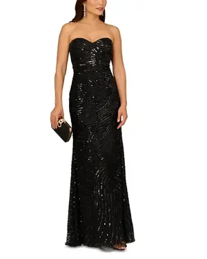 Aidan Mattox Beaded Strapless Gown