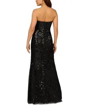 Aidan Mattox Beaded Strapless Gown