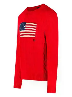 Polo Ralph Lauren Embroidered Braided Sweater - Red