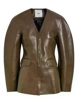 Nanushka Erina V-neck Jacket - Brown