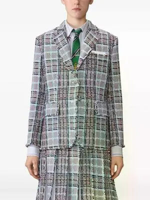 Thom Browne Frayed Plaid Blazer