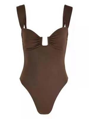 AWAY THAT DAY Cannes Gathered Swimsuit - Brown