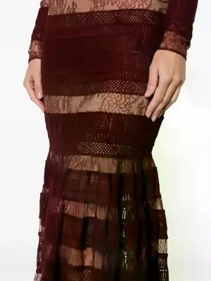 Elie Saab Lace Maxi Dress - Red