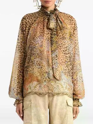 Etro Paisley Animal Silk Scarf Top