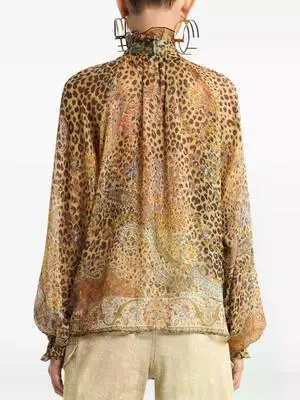 Etro Paisley Animal Silk Scarf Top