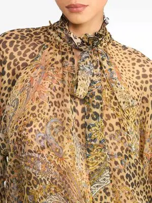 Etro Paisley Animal Silk Scarf Top