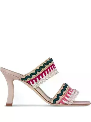 Manolo Blahnik Mabecomu Embroidered Two-strap Sandals