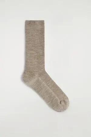 Cos Ribbed Wool Socks - Beige