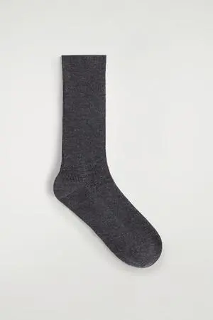 Cos Ribbed Wool Socks - Dark Grey