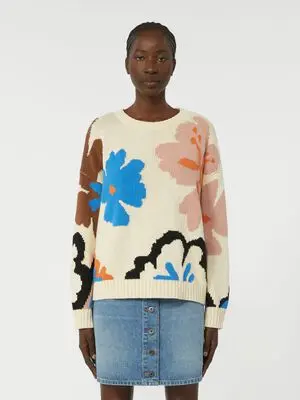 Max Mara Patterned Cotton-blend Crew-neck Sweater - Multicolour