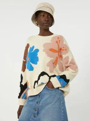 Max Mara Patterned Cotton-blend Crew-neck Sweater - Multicolour