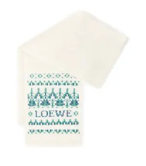 Loewe Wool-blend Logo Scarf - White