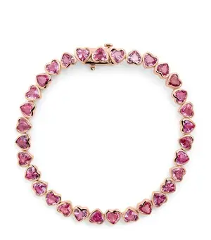 Shay Sapphire Heart Tennis Bracelet - Rose Gold
