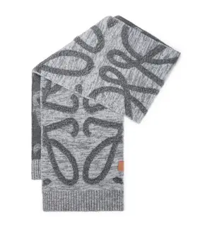 Loewe Wool-cashmere Anagram Scarf - Grey