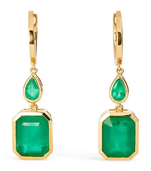 Shay Yellow And Emerald Earrings - Gold