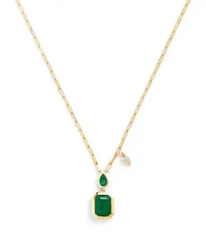 Shay Emerald And Diamond Double Drop Necklace - Gold