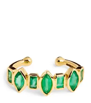 Shay Yellow And Emerald Ear Cuff - Gold