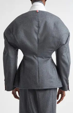 Thom Browne Nipped Waist Wool Coat - Dark Grey