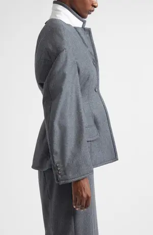 Thom Browne Nipped Waist Wool Coat - Dark Grey