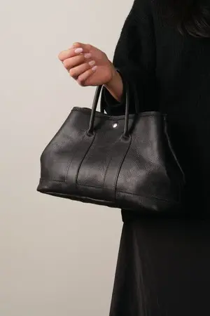 EZRA ARTHUR Audrey Soft Steer Leather Top Handle Bag - Black