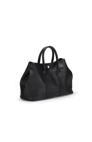 EZRA ARTHUR Audrey Soft Steer Leather Top Handle Bag - Black