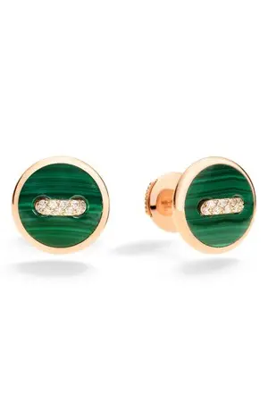 Pomellato Pom Pom Dot & Pavé Diamond Stud Earrings - Malachite