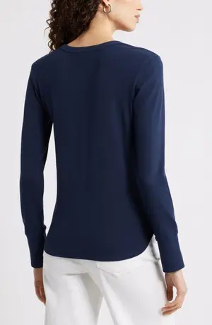 Caslon Rib Henley - Navy Still