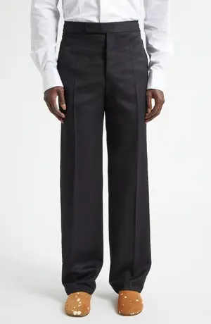 JW Anderson Pleated Wool Tuxedo Pants - Black