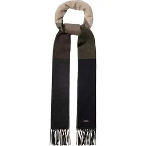 Eton Colorblock Cashmere Fringe Scarf - Medium Brown