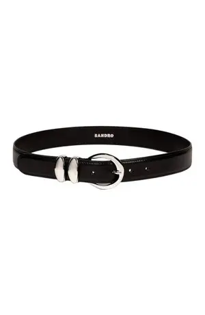 Sandro Smooth Leather Belt - Black
