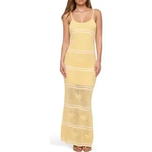 L*Space Heart To Heart Cotton Knit Cover-up Maxi Dress - Daisy/cream