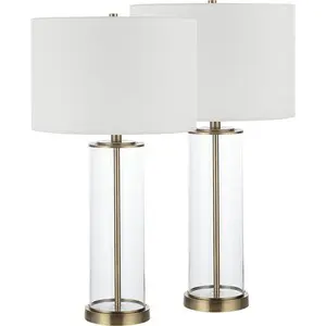 RENWIL Saco Set Of 2 Satin Brass & Glass Table Lamps - No Color
