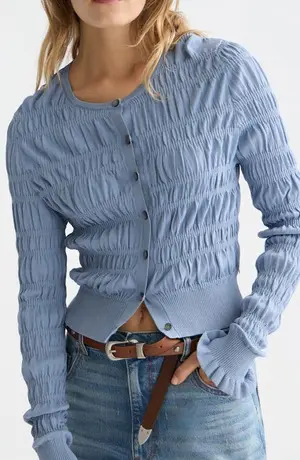 Scotch & Soda Smocked Crewneck Cardigan - Infinity