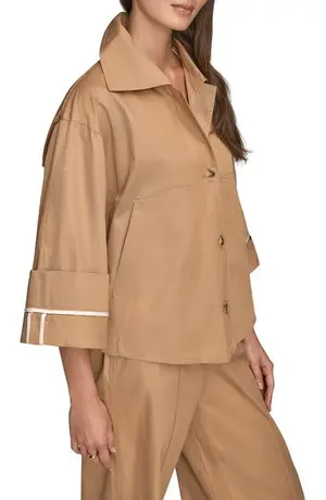 Donna Karan New York Cotton Twill Button-front Jacket - Fawn