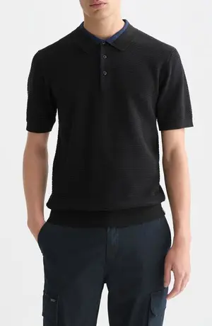 Scotch & Soda Structured Cotton Polo - Meteorite