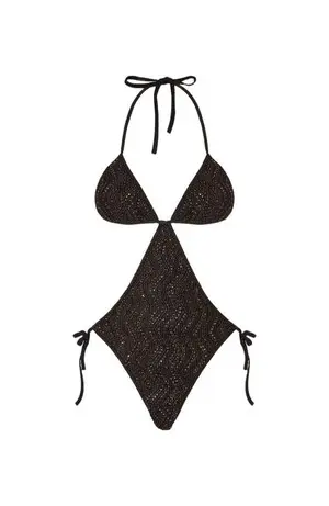 Missoni Zigzag Mesh Trikini With Sequins - Brown