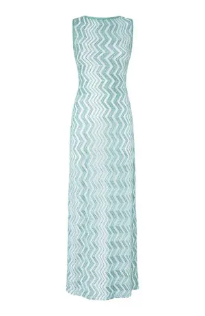 Missoni Long Mesh Cover-up Dress With Zigzag Pattern, Sequins