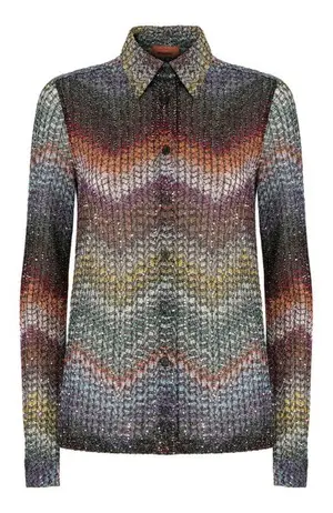 Missoni Mixed Viscose Lamé Shirt With Sequins - Green& Brown