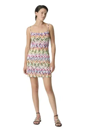 Missoni Mini Dress In Stretch Viscose With Lace And Zigzag Motif - Multicoloured