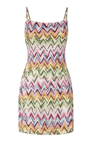 Missoni Mini Dress In Stretch Viscose With Lace And Zigzag Motif - Multicoloured