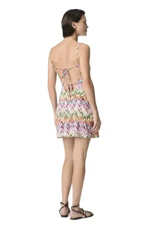 Missoni Mini Dress In Stretch Viscose With Lace And Zigzag Motif - Multicoloured