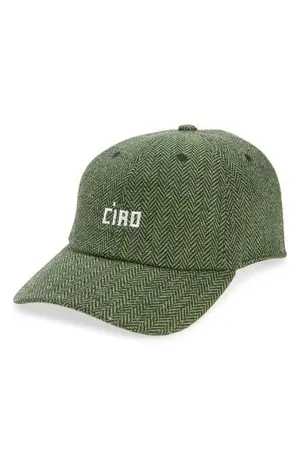Clare V. Wool Herringbone Baseball Cap - Green & Black W Petit Ciao